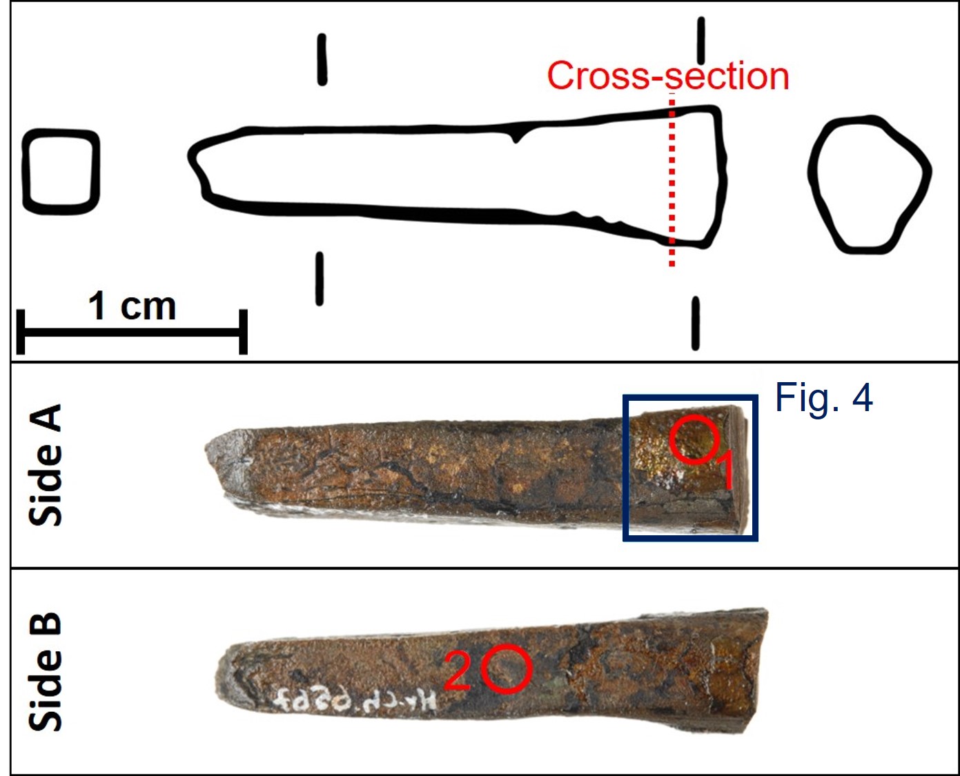MiCorr | Tang fragment of a knife HR-6567 - Leaded Bronze - Late Bronze Age - Switzerland